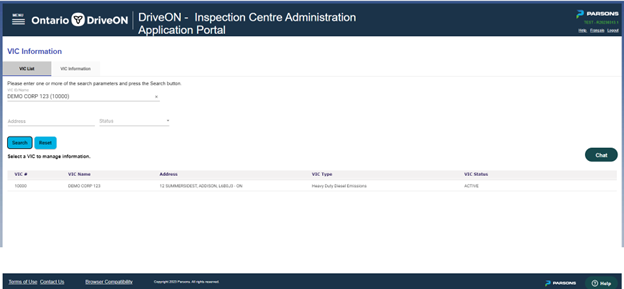 VIC Search – Ontario VIC