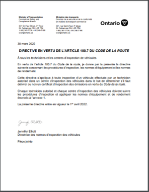 Standard Operating Procedures and Directives – Ontario VIC