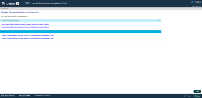 Standard Operating Procedures and Directives – Ontario VIC