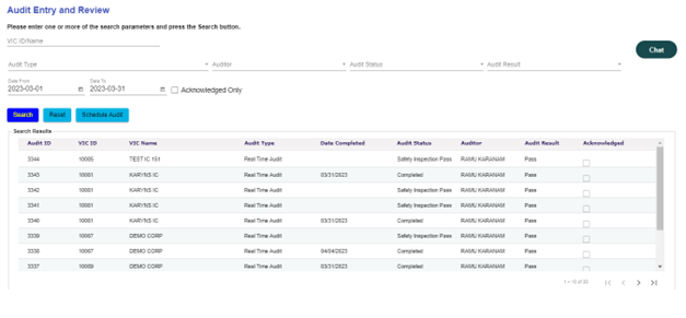 Audit Entry – Ontario VIC