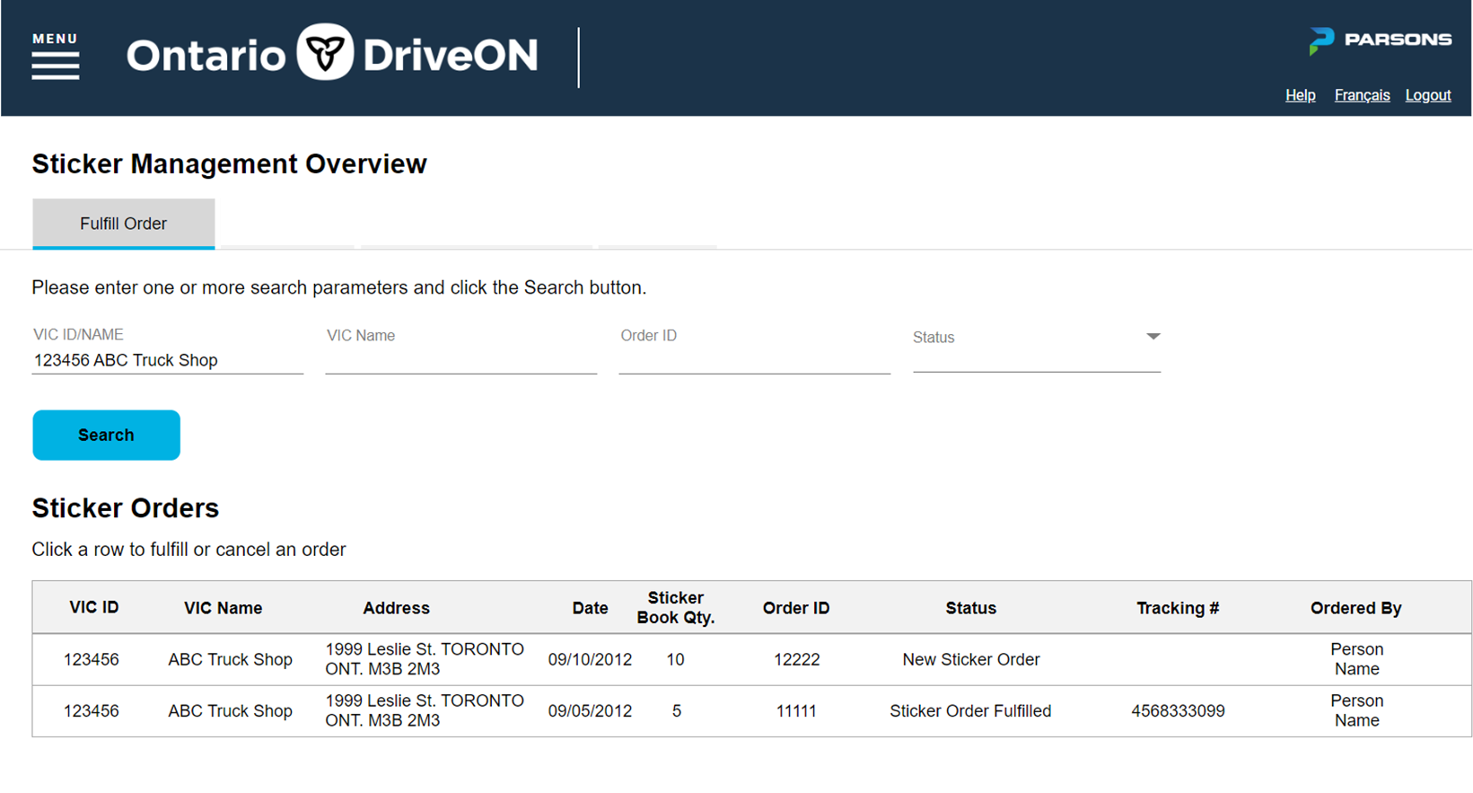 Fulfill Sticker Order – Ontario VIC